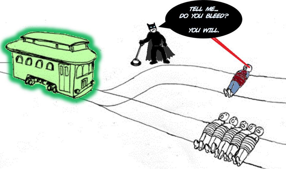 The Kryptonite trolley | The Trolley Problem | Know Your Meme