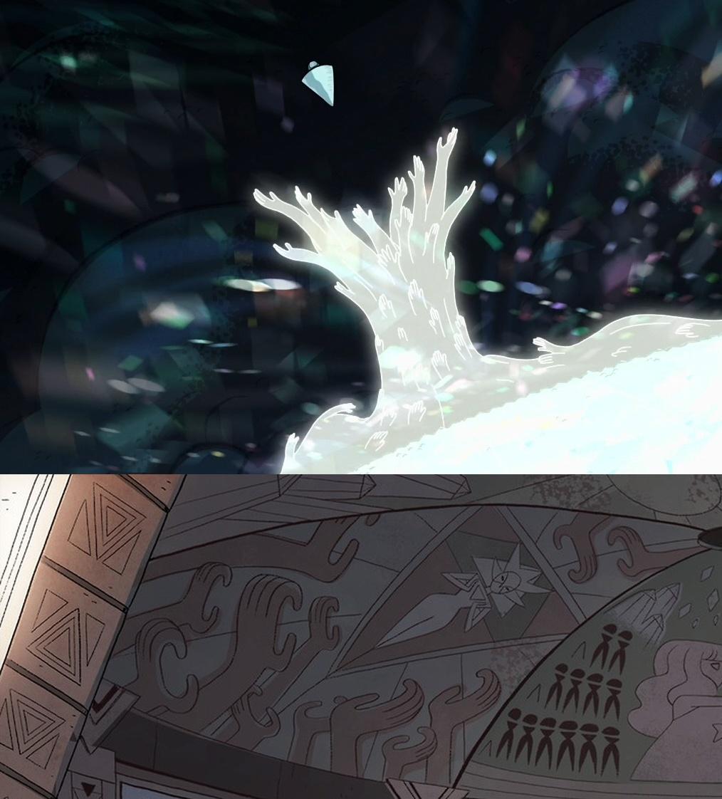 Hands rushing around the drill, hands outstretched towards the gem in ...