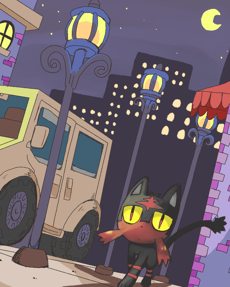 Litten walking on the streets. | Pokémon Sun and Moon | Know Your Meme