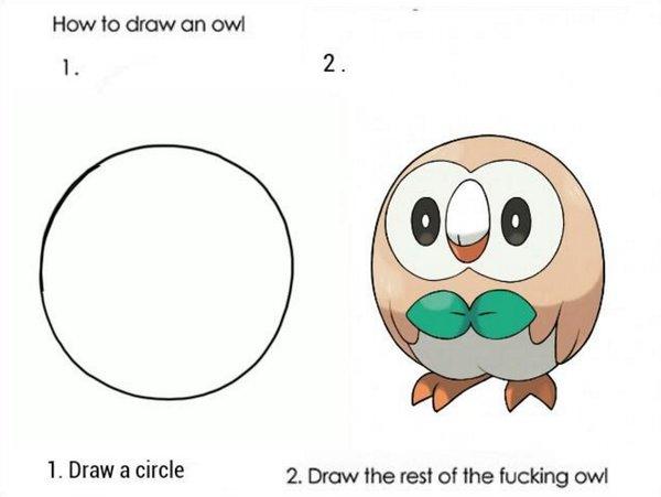 How to draw an owl | Rowlet's Roundness | Know Your Meme