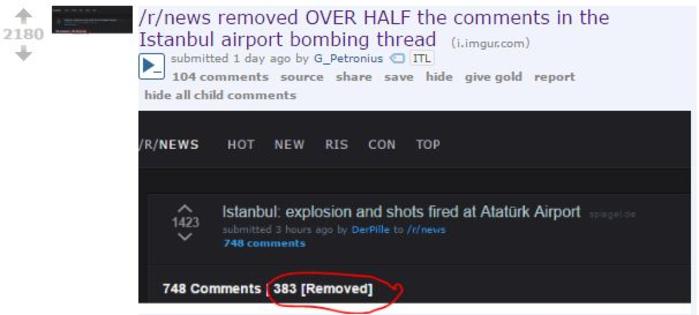 /r/news removed over half the comments in the Istanbul airport thread ...