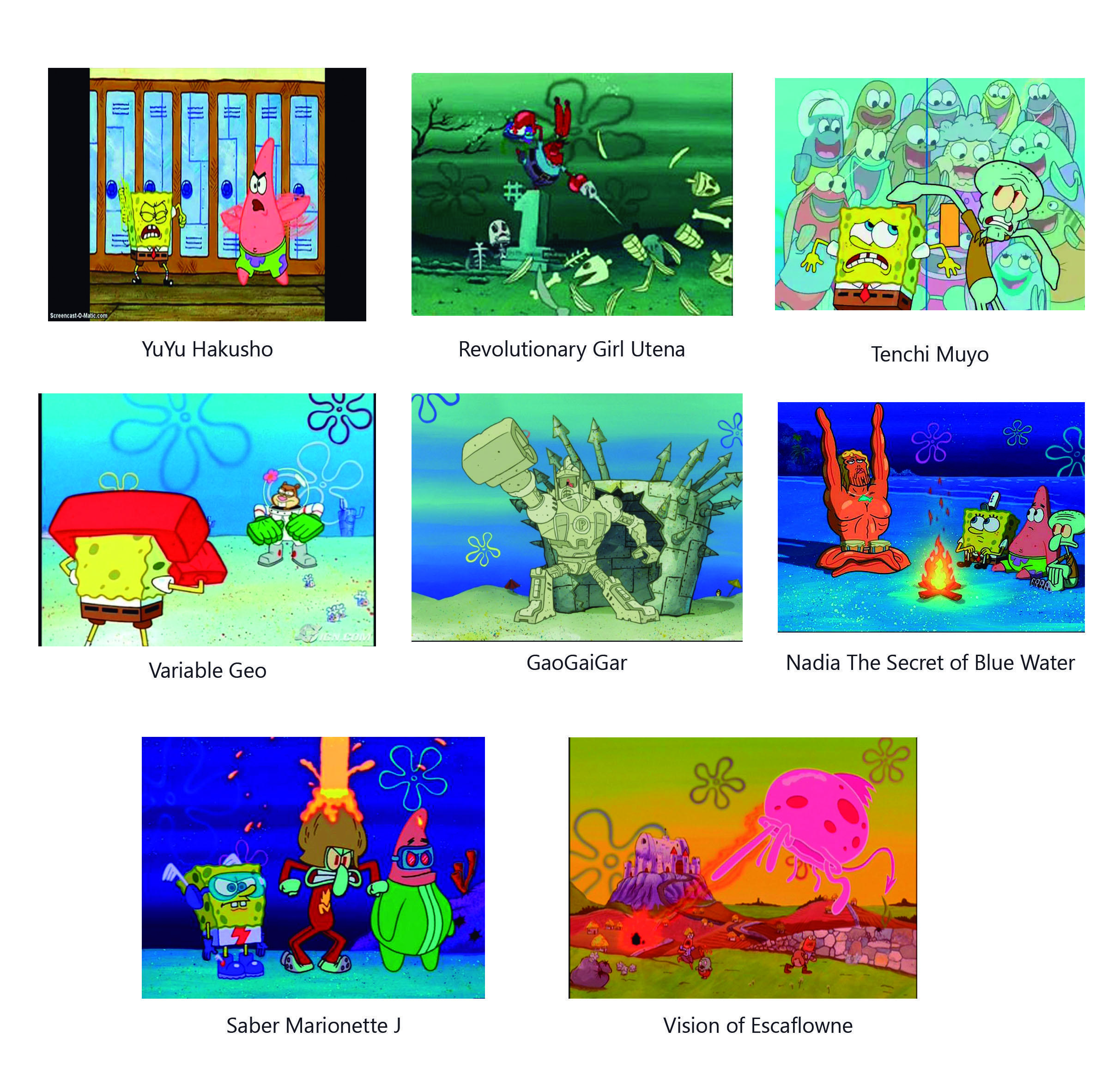 Some 90's animes | SpongeBob Comparison Charts | Know Your Meme