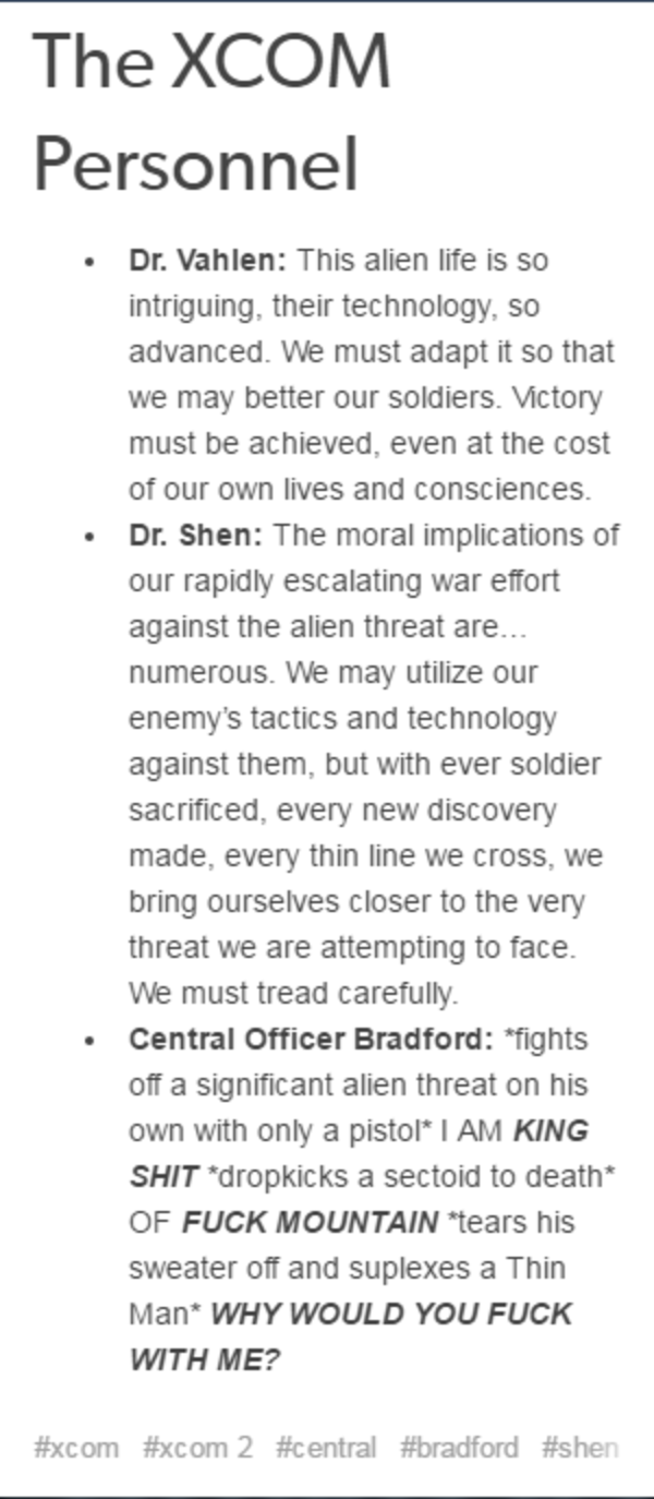 A look at the personnel of XCOM: Enemy Unknown | X-COM | Know Your Meme