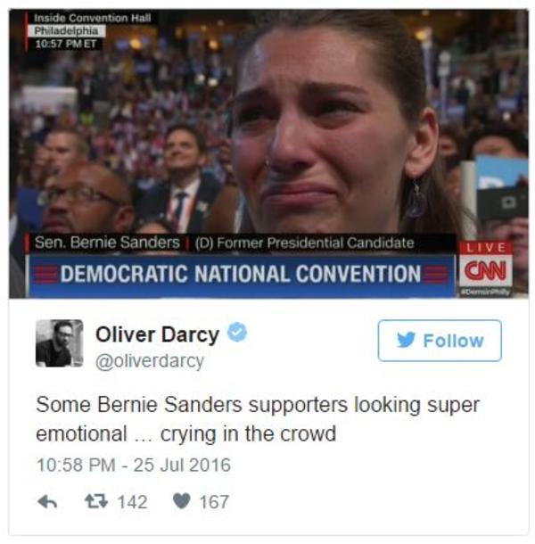 Oliver Darcy's Tweet | Crying Bernie Sanders Supporters | Know Your Meme