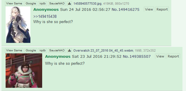 Example from /vg/ | Why Is She So Perfect? | Know Your Meme