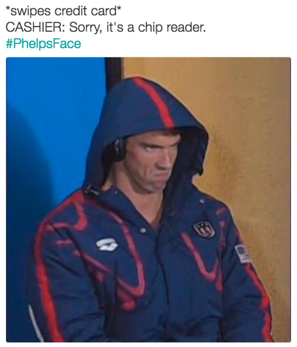 It's a Chip Reader | #PhelpsFace / Angry Michael Phelps | Know Your Meme
