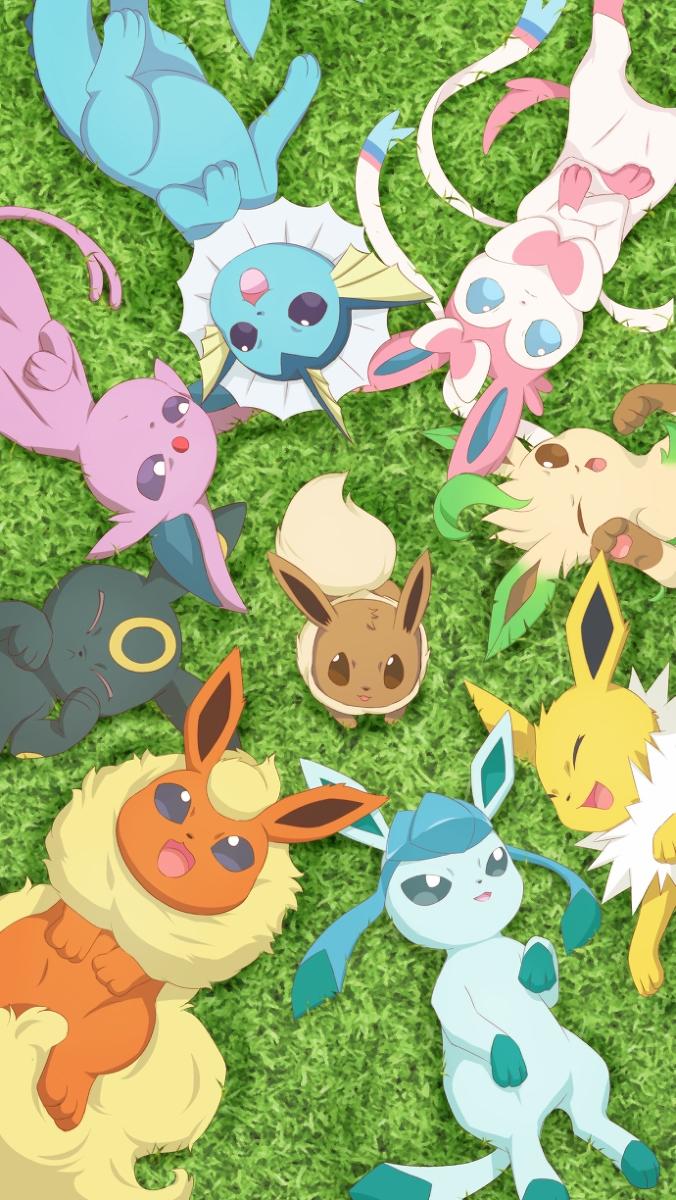 Eevelutions lying down on the ground | Eevee | Know Your Meme