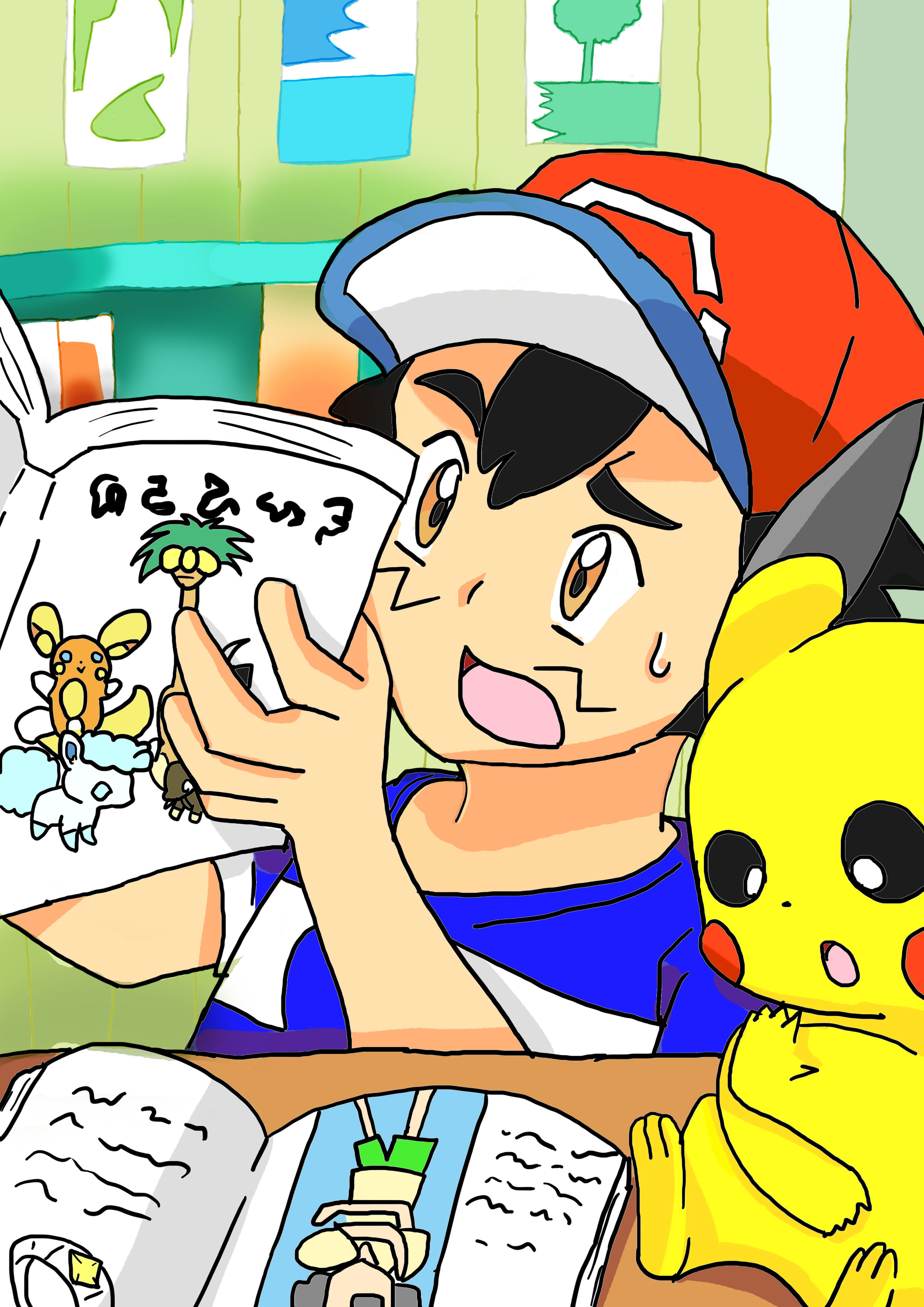 Ash having an hard time studying at school. | Pokémon Sun and Moon ...
