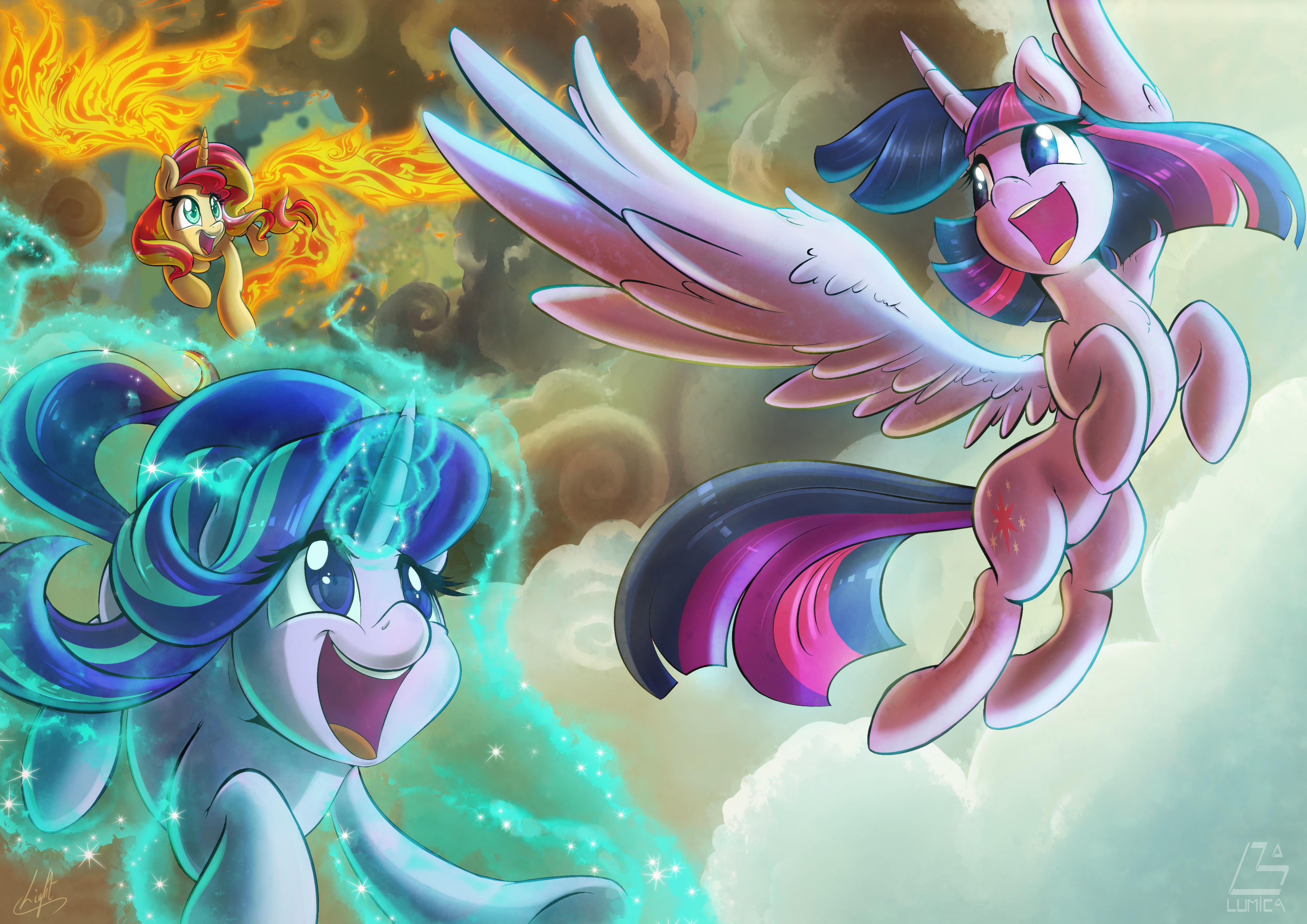 Twilight Sunset Starlight Flying over by Light262 | My Little Pony ...