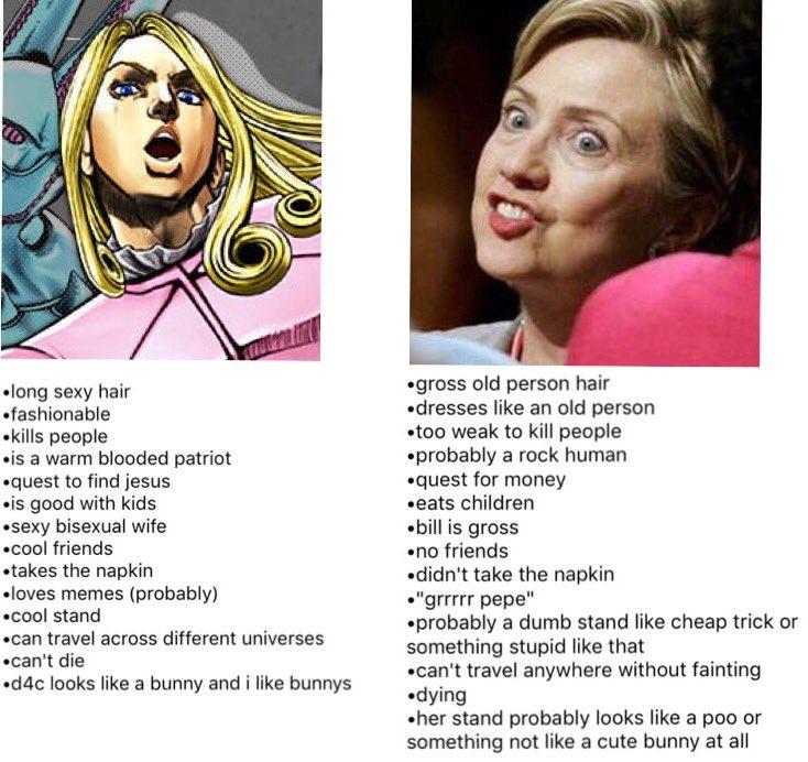 Funny Valentine vs Hillary Clinton | JoJo's Bizarre Adventure | Know ...