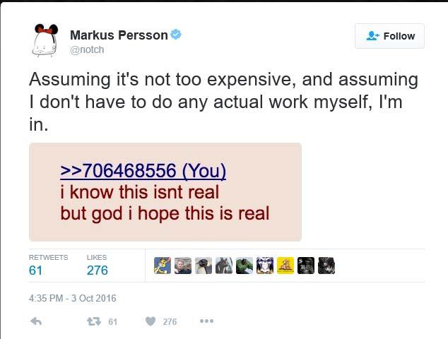 @notch Tweet | 4chan | Know Your Meme