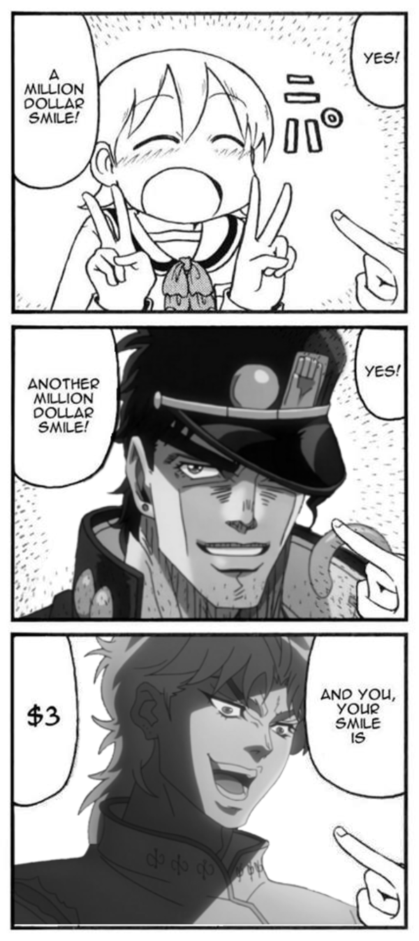 A million dollar smile with Jotaro and Dio | Nichijou | Know Your Meme