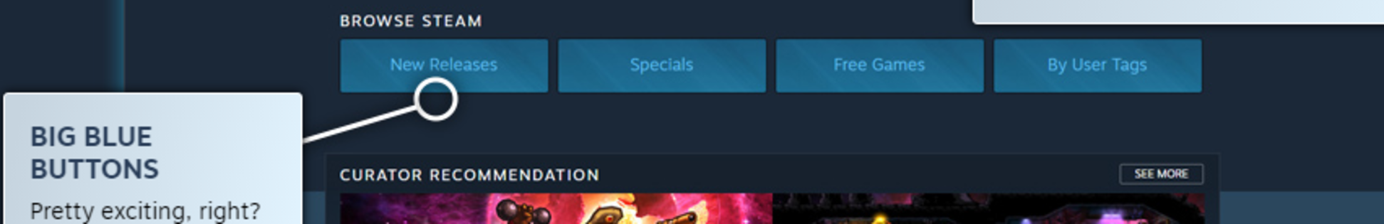 steam updated the steam store with BIG BLUE BUTTONS | Steam | Know Your ...