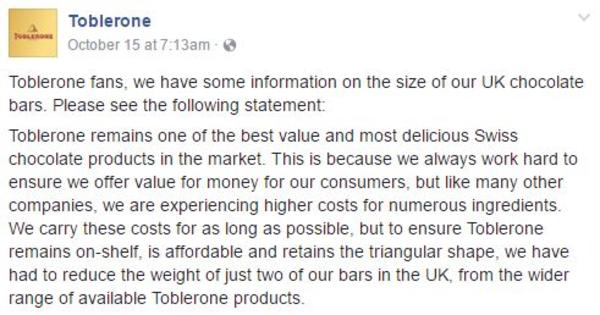 Toblerone Facebook Post | Brexit Toblerone | Know Your Meme