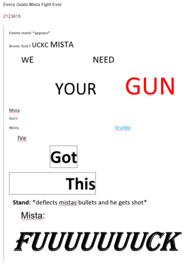 Every Mista fight | JoJo's Bizarre Adventure | Know Your Meme