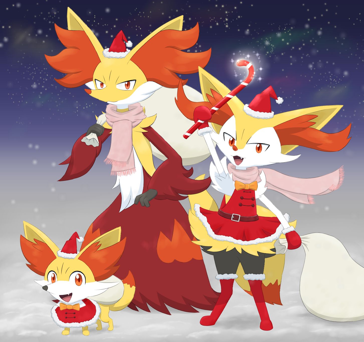Fennekin Evolutions celebrating Christmas | Pokémon | Know Your Meme