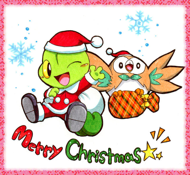 Merry Christmas from Rowlet and Treecko | Rowlet's Roundness | Know ...