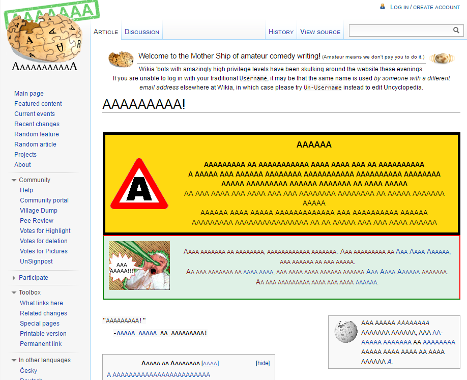Uncyclopedia | Aaaaaaaa | Know Your Meme
