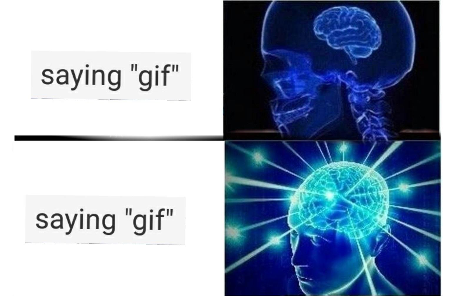 saying "gif" vs. saying "gif" | Galaxy Brain | Know Your Meme
