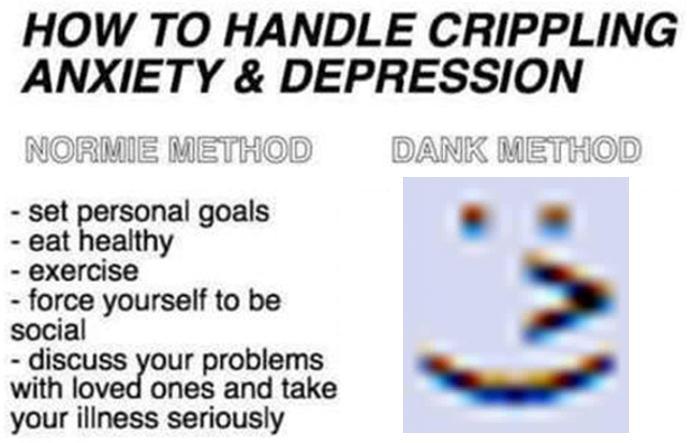 How to handle depression | :^) / Dorito Face | Know Your Meme