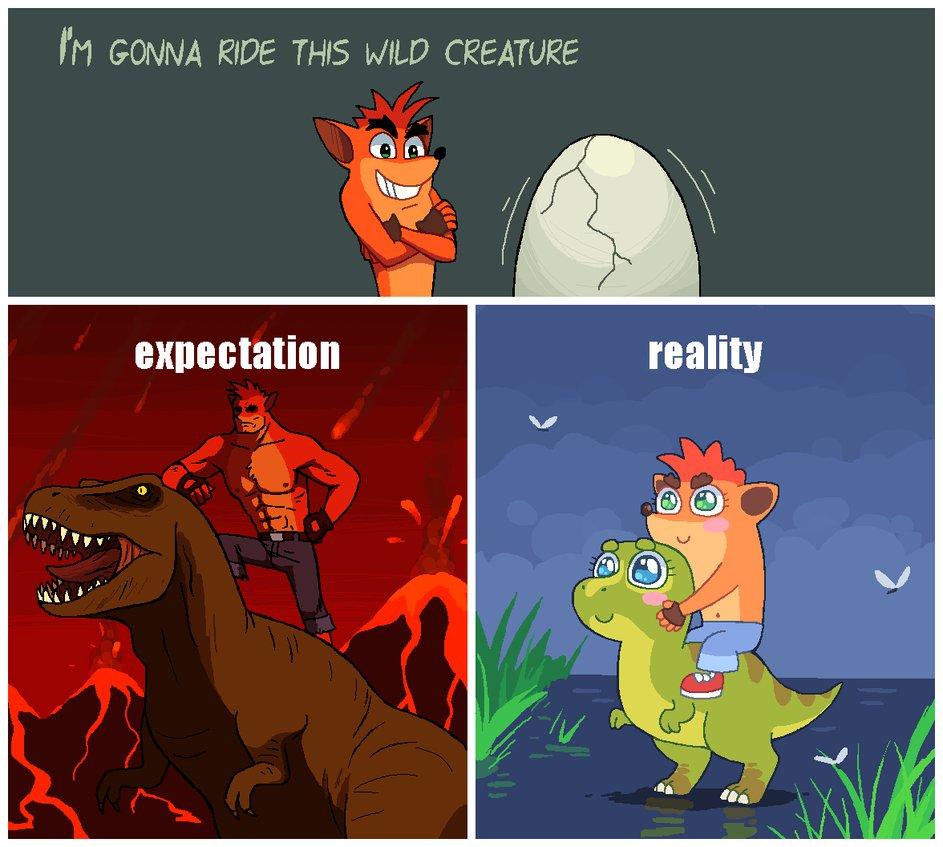 Crash and Tyrannosaurus by KempferZero | Expectation vs. Reality | Know ...