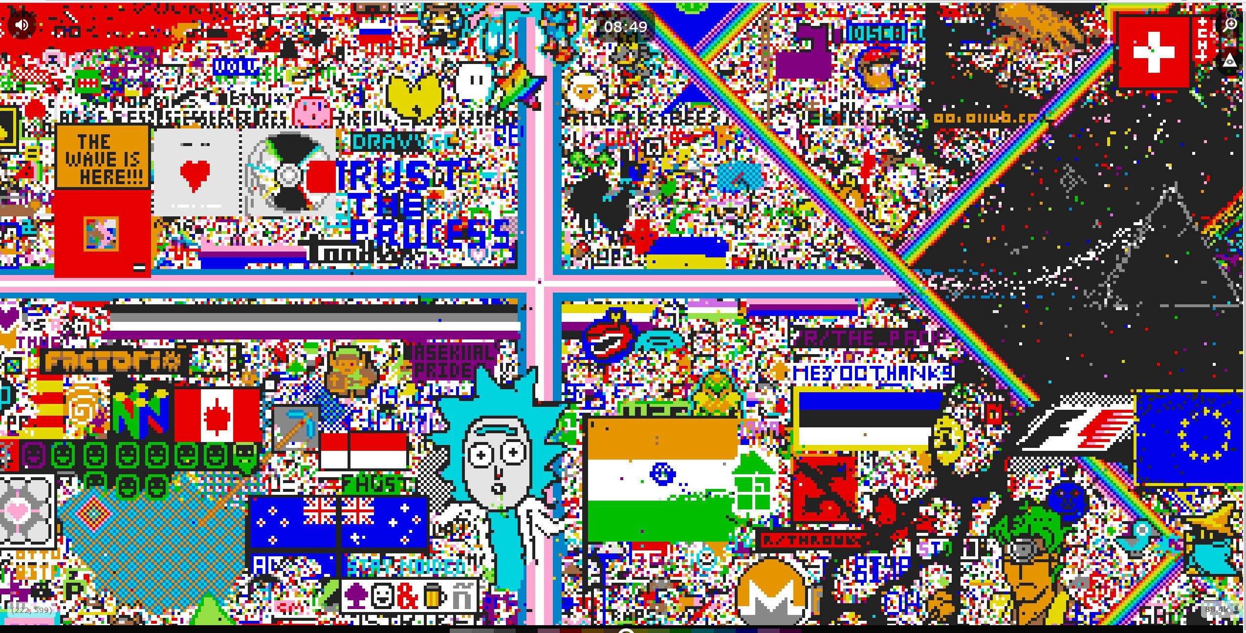 Fullscreen view screenshot taken at 5:08pm EST | /r/place / Place ...