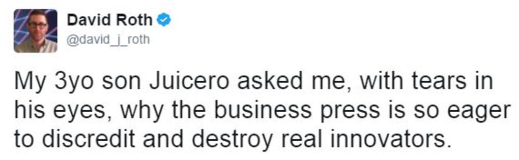 My 3yo son Juicero asked me, with tears in his eyes, why the business ...