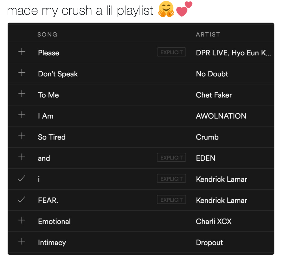 Fear Emotional Intimacy Spotify Playlist Messages Know Your Meme 2542