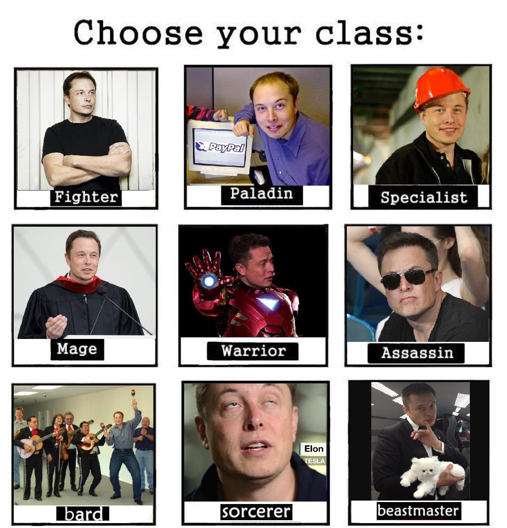 Choose your class - Elon Musk | Choose Your Class | Know Your Meme