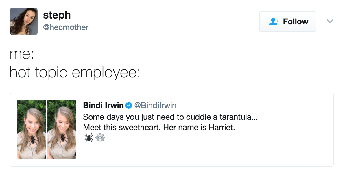 Tarantula | Hot Topic Employee | Know Your Meme