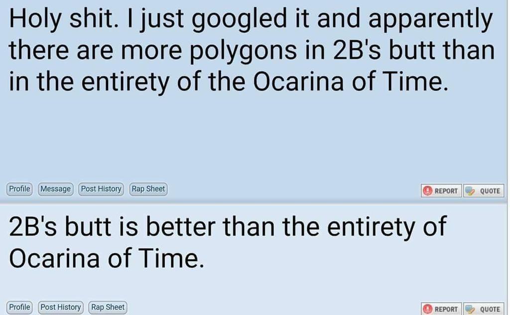 2B's butt has more polygons than Ocarina of Time. | NieR: Automata ...