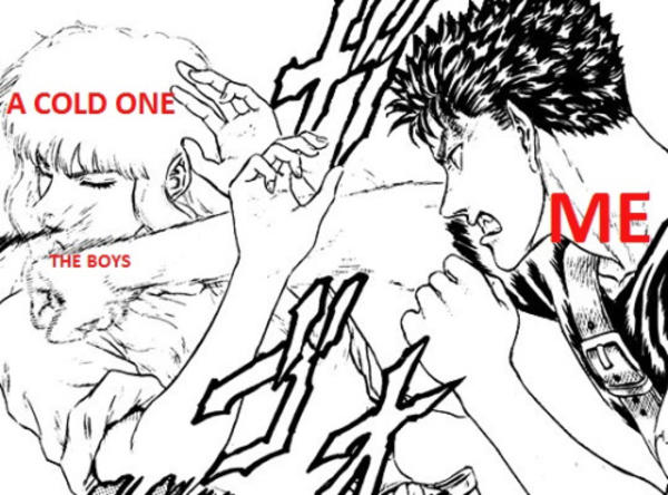 Punching a cold one with "the boys". | Cracking Open a Cold One With ...