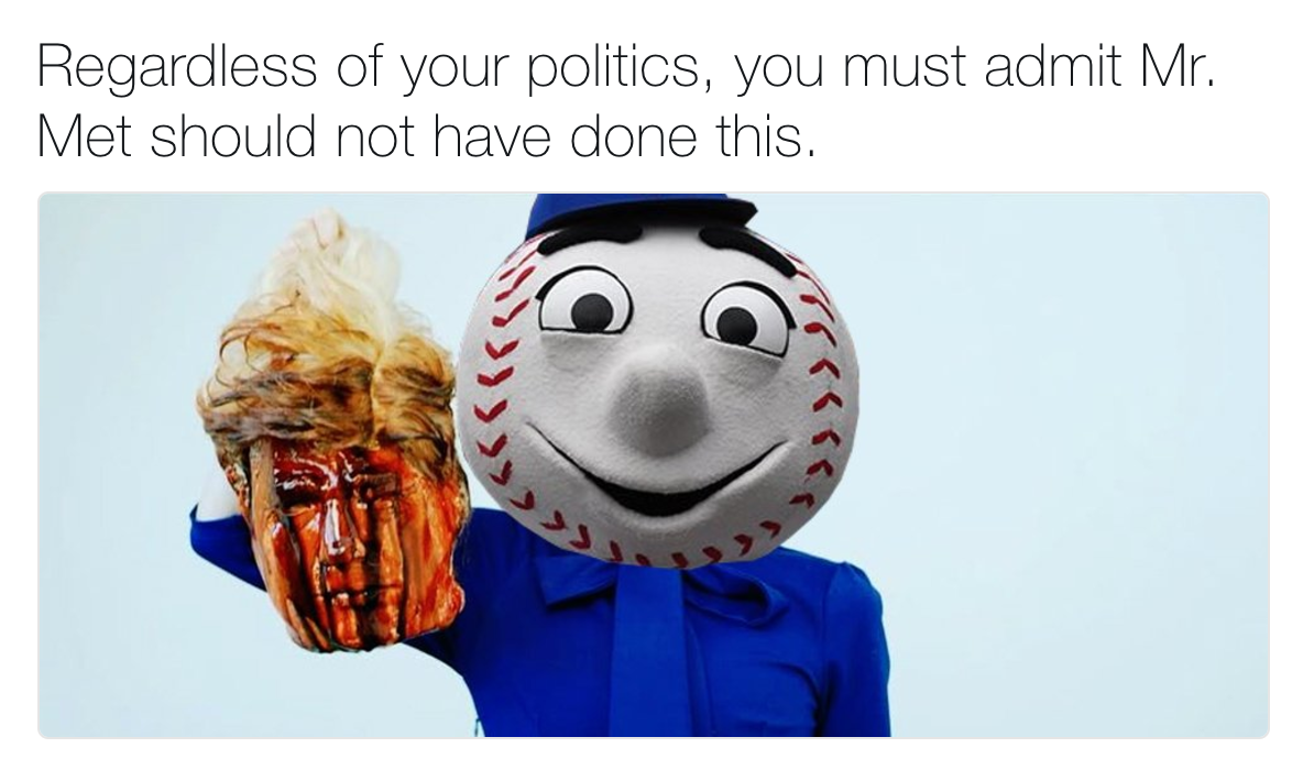 Mr. Met Trump Beheaded | Mr. Met's Middle Finger | Know Your Meme