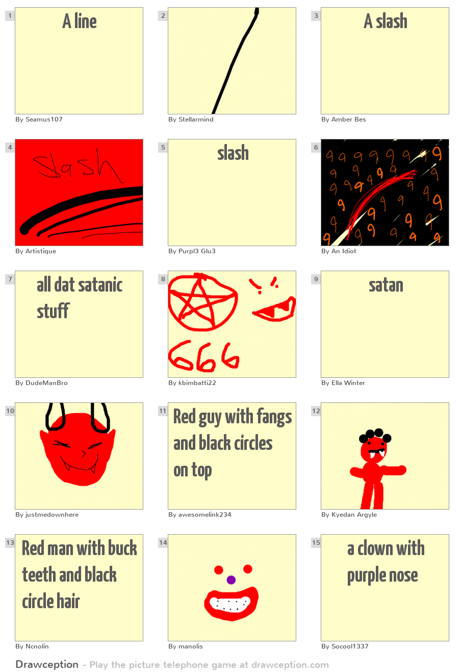 line --> Satan --> clowns | Drawception | Know Your Meme