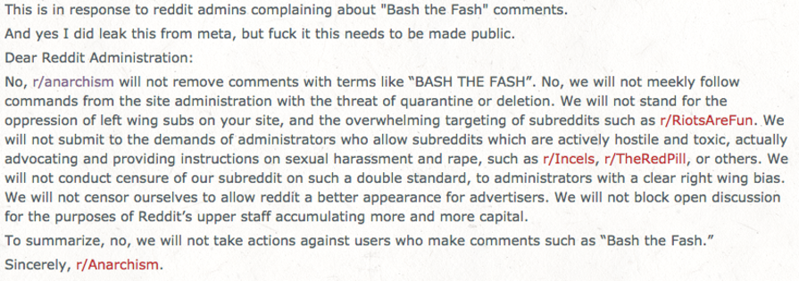 On Bash the Fash and threats from Reddit Admins | Bash the Fash | Know ...