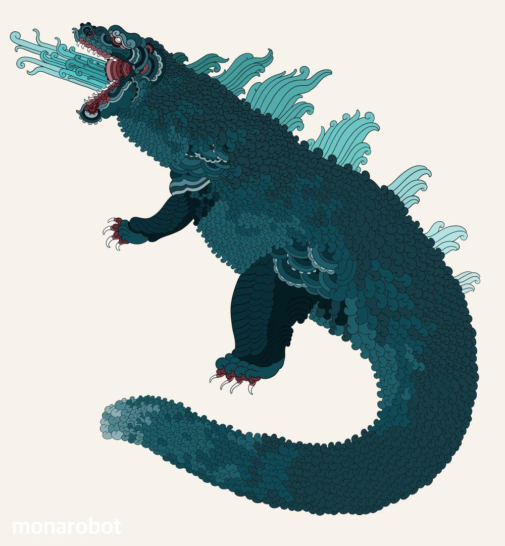 Mayan-style Godzilla by @monarobot | Godzilla | Know Your Meme