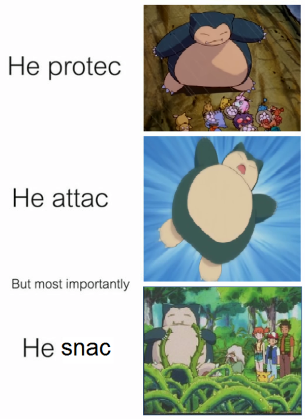 Snorlax | He Protec but He Also Attac | Know Your Meme