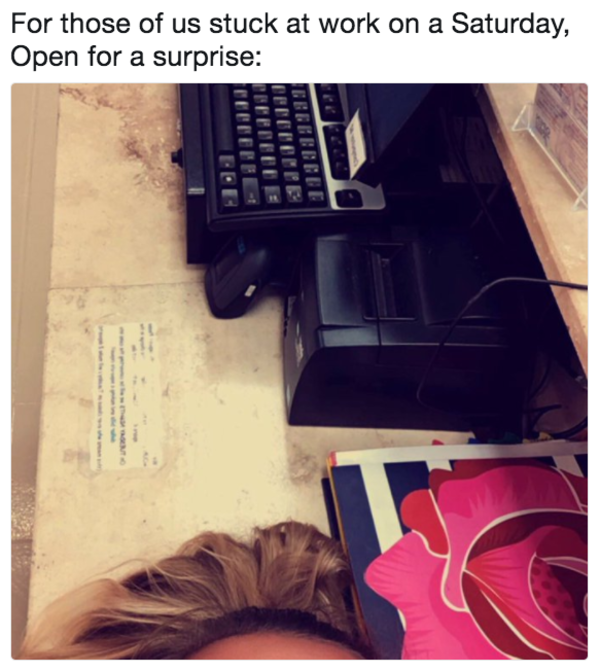 For those of us stuck at work on a Saturday, Open for a surprise ...