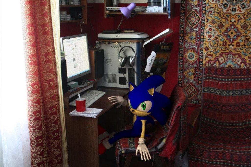 Sonic at His Computer | Sonic the Hedgehog | Know Your Meme