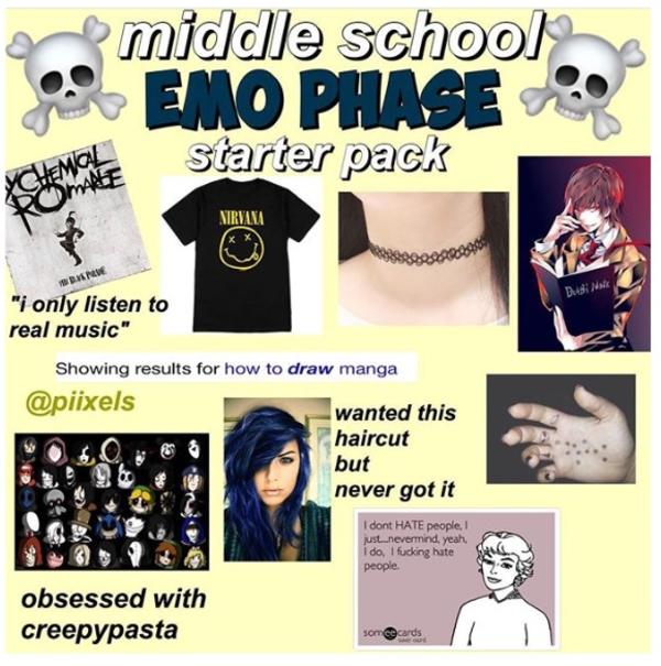 Middle school emo phase starter pack | Starter Packs | Know Your Meme