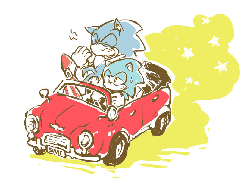 Sonic and Classic Sonic riding in a car | Sonic the Hedgehog | Know ...