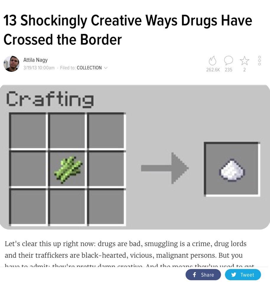 13 Shockingly creative ways drugs have crossed the border | Minecraft ...