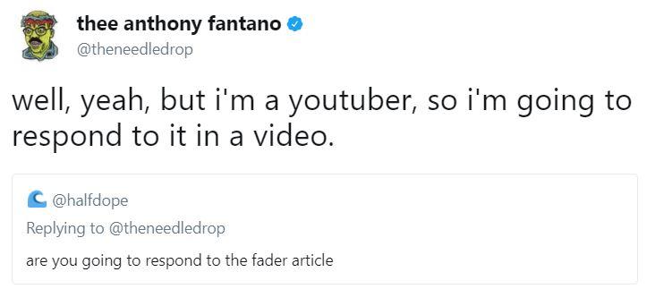 Response to Fader Article Tweet | Anthony Fantano | Know Your Meme