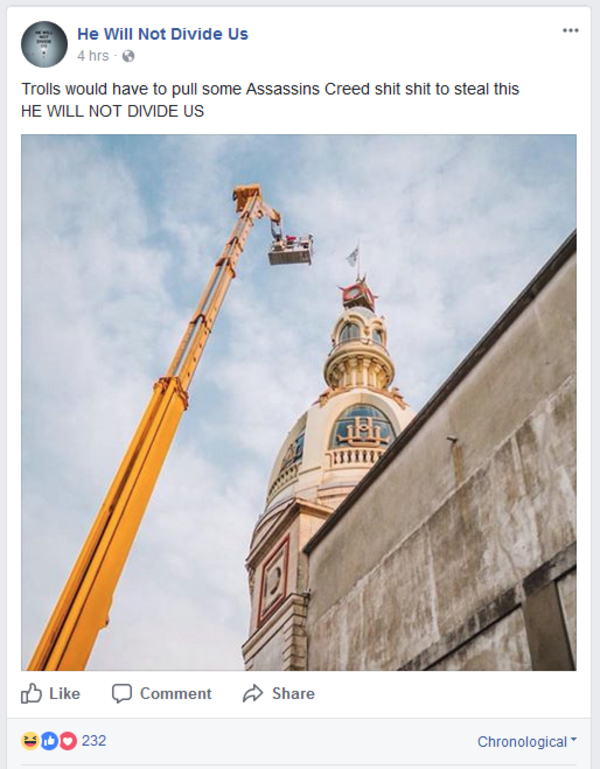 They're at it again! | He Will Not Divide Us | Know Your Meme