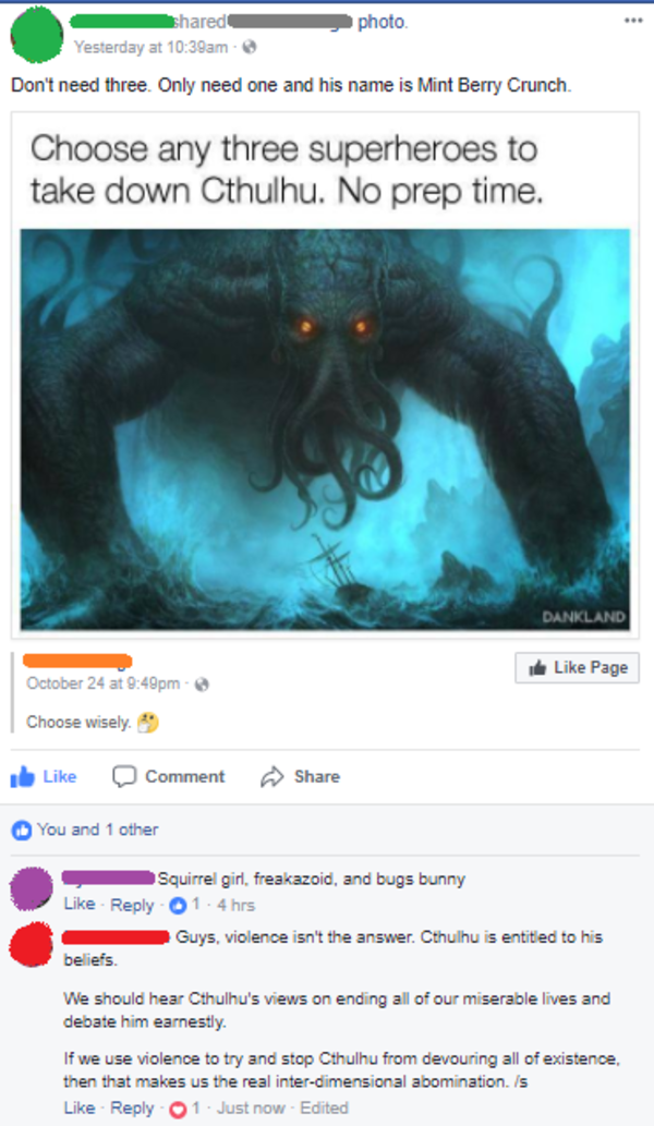 Cthulhu hasn't even done anything yet, maybe we should give him a ...