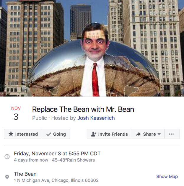 Replace The Bean with Mr. Bean | Chicago Bean Facebook Events | Know ...