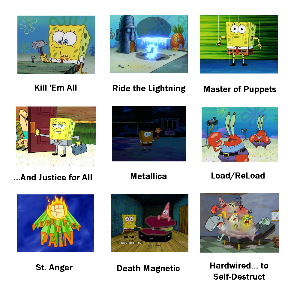 Spongetallica | SpongeBob Comparison Charts | Know Your Meme