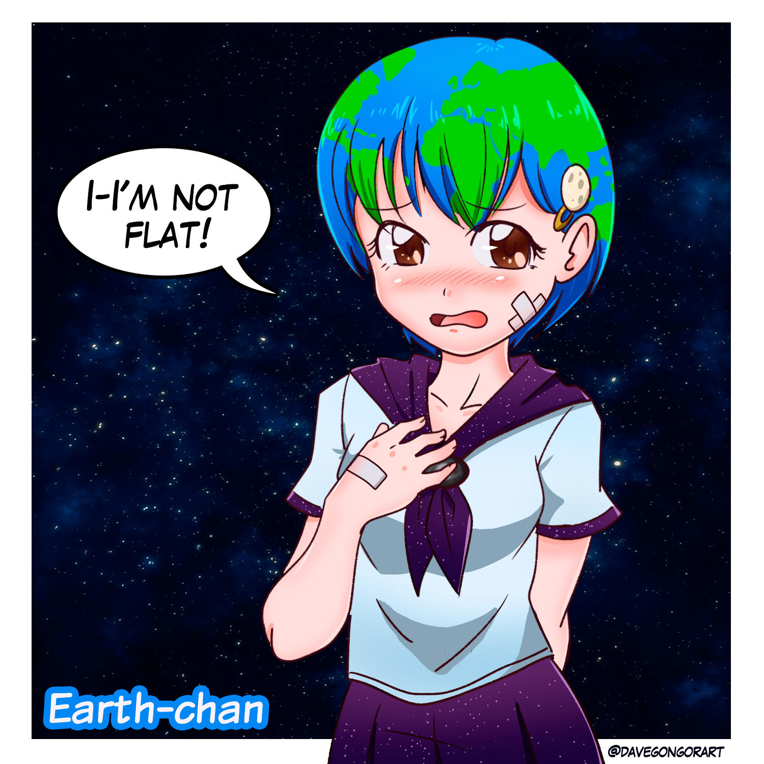 Earth-chan is not flat! by DavidGongora | Earth-chan | Know Your Meme