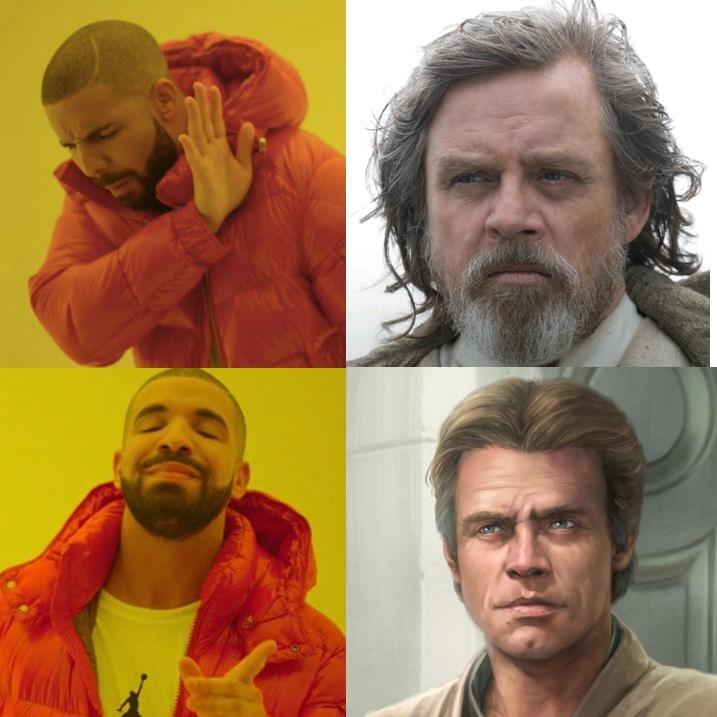 TLJ Old Luke vs. Legends Old Luke | Star Wars | Know Your Meme