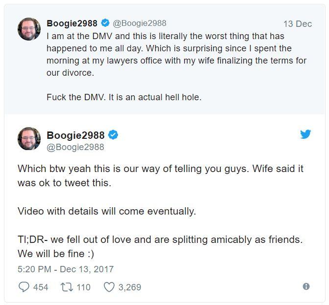 Divorce Announcement tweet | Boogie2988 | Know Your Meme